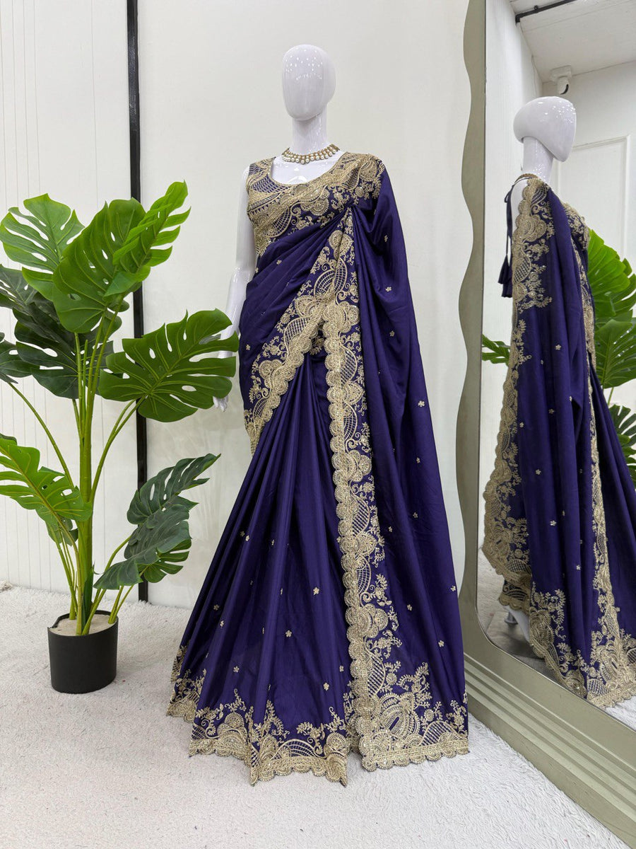 Presenting Blue Color Rangoli Silk And Coding With Sequence Work Saree 2843