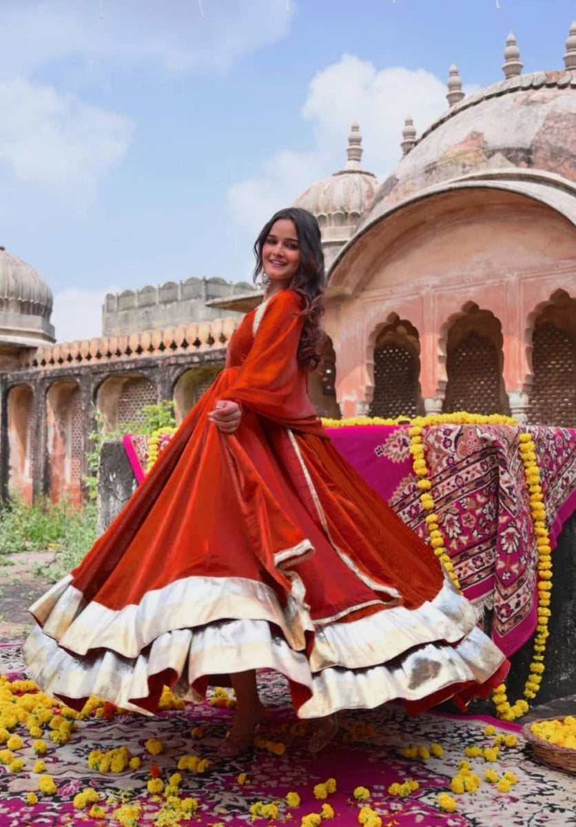 Festive Wear Red Color Fendy Silk Designer Ready To Wear Anarkali Suit ...