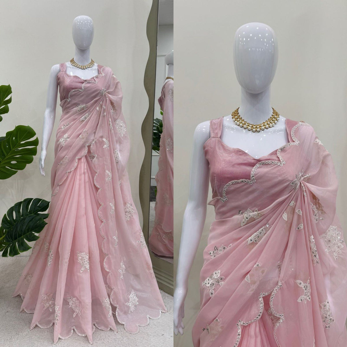 Fabulous Baby Pink Color Heavy Jimmy Chu And Thread With 9MM Sequence ...