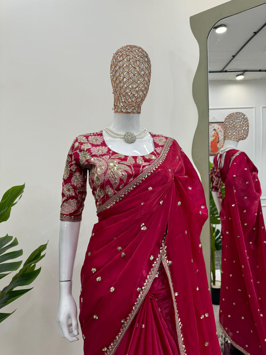 Beautiful Designer Jimmy Chu Sequence Work Saree – Vastra Shop