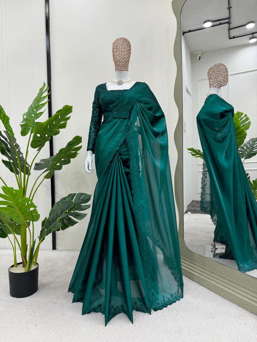 Function Wear Green Color Jimmy Chu Thread And Sequence Work Designer ...