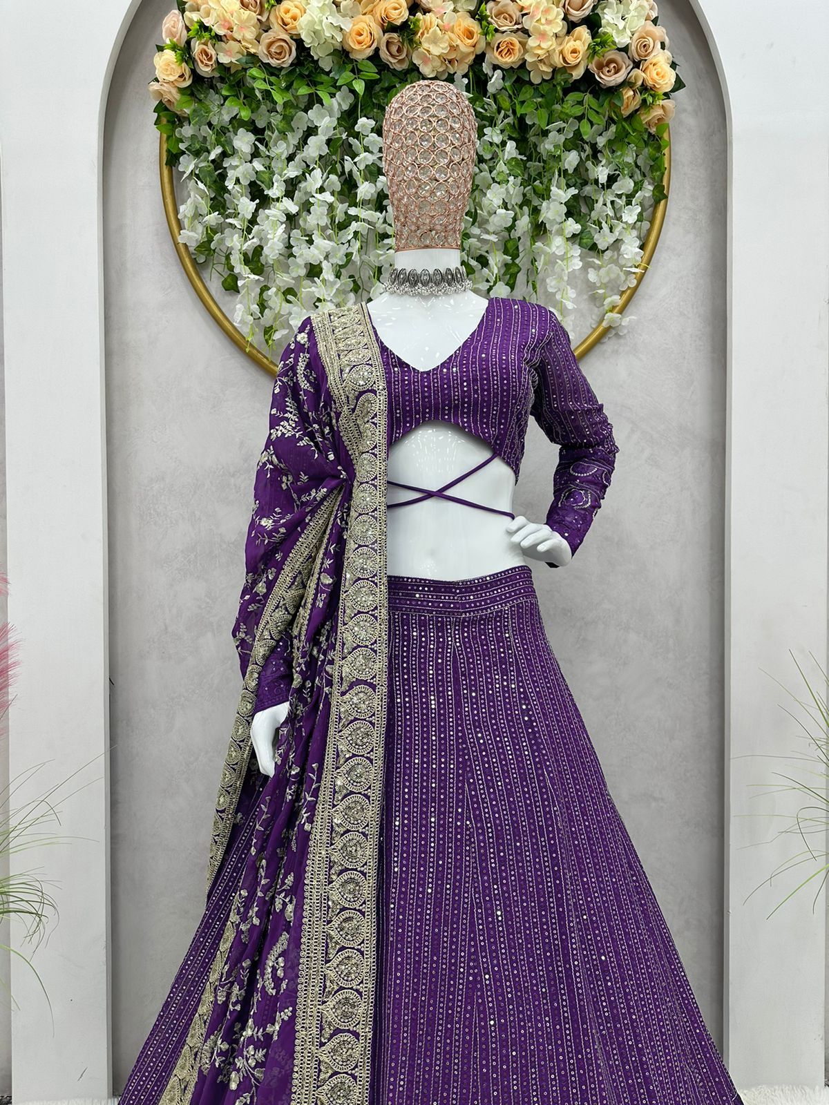 Embellished Sequence Work Purple Color Lehenga Choli – Vastra Shop